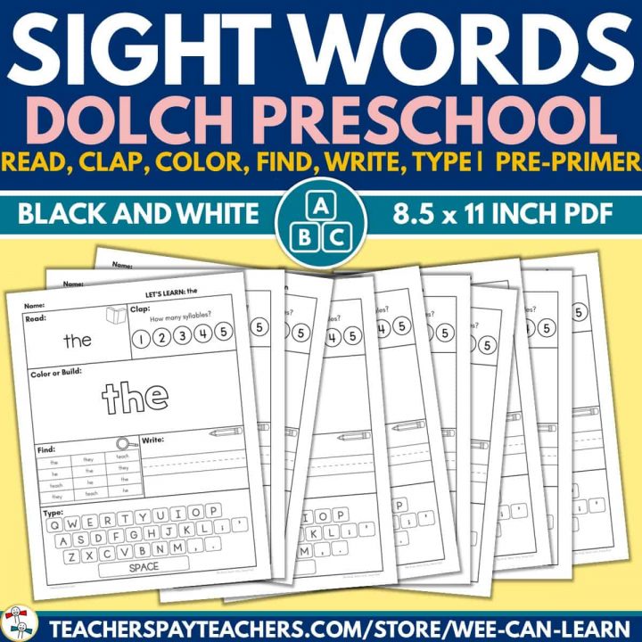 Dolch & Fry Sight Words Worksheets - Clap, Find, Type [Download Now!]