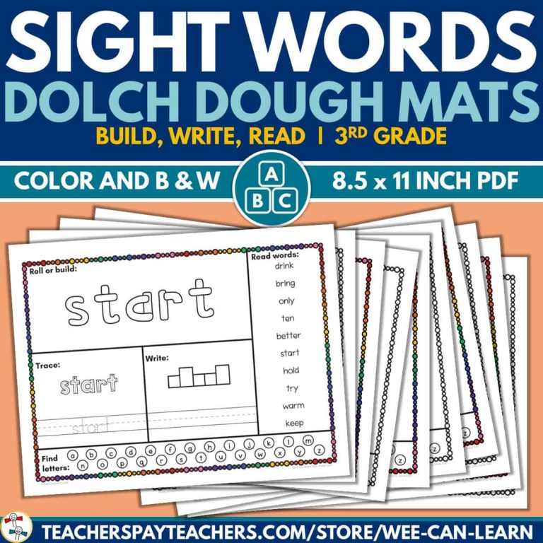 Dolch Sight Words 3rd Grade Dough Mats - Build, Write, Read [FREE ...