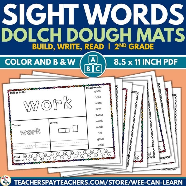 Dolch Sight Words 2nd Grade Dough Mats - Build, Write, Read [FREE ...