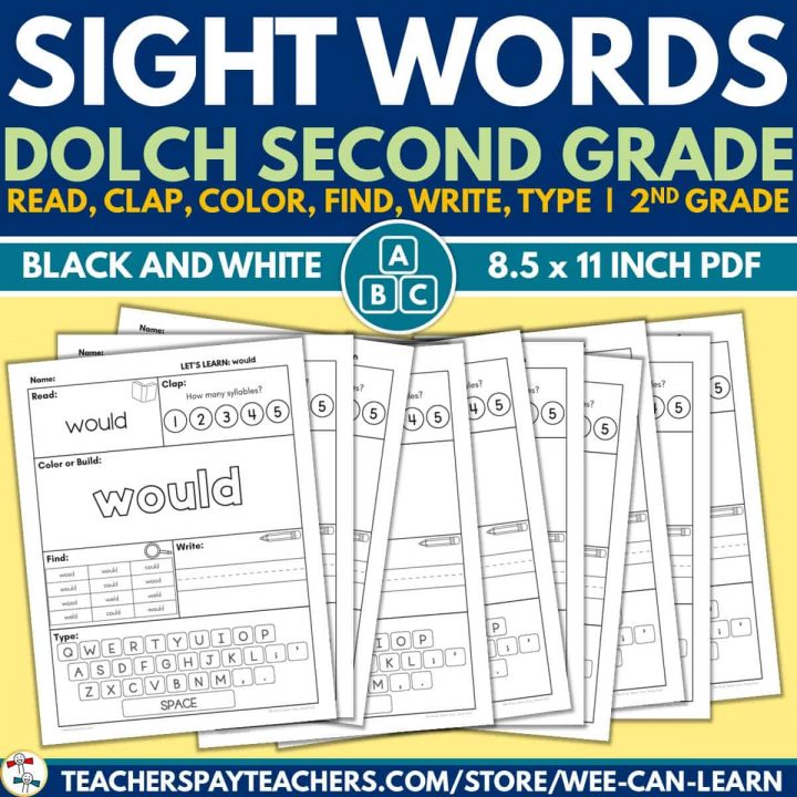 Dolch & Fry Sight Words Worksheets - Clap, Find, Type [Download Now!]