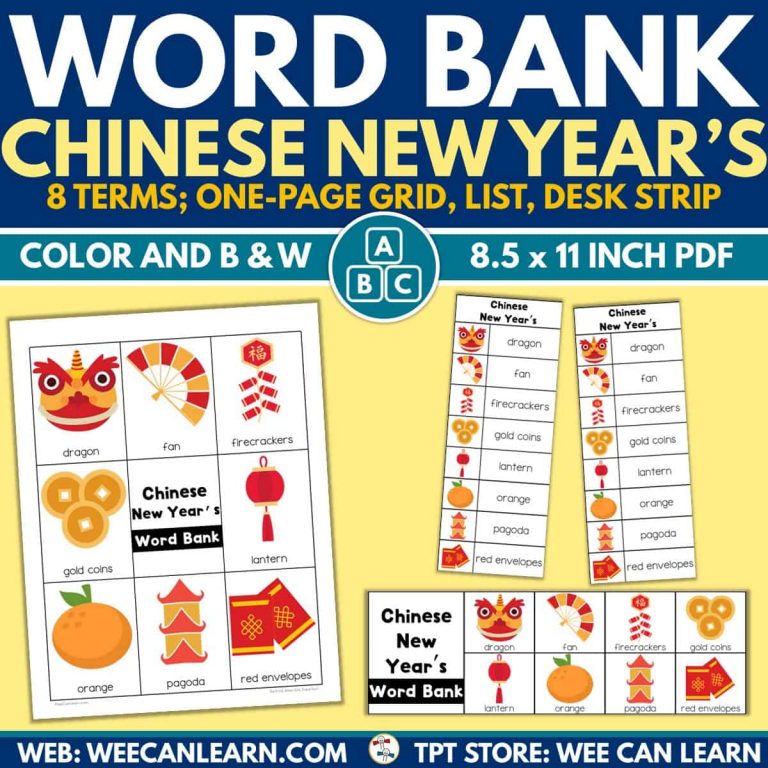 Chinese New Year's Word List Word Bank [FREE Download!]