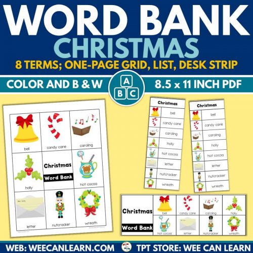 Christmas Word Lists Word Banks (All) [FREE Downloads!]