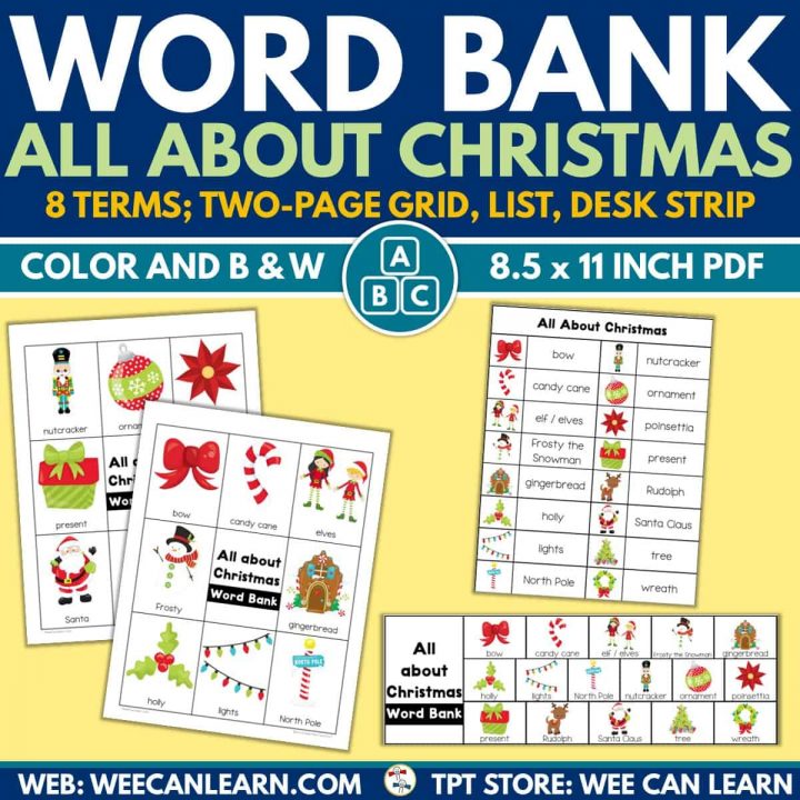 Christmas Word Lists Word Banks (All) [FREE Downloads!]