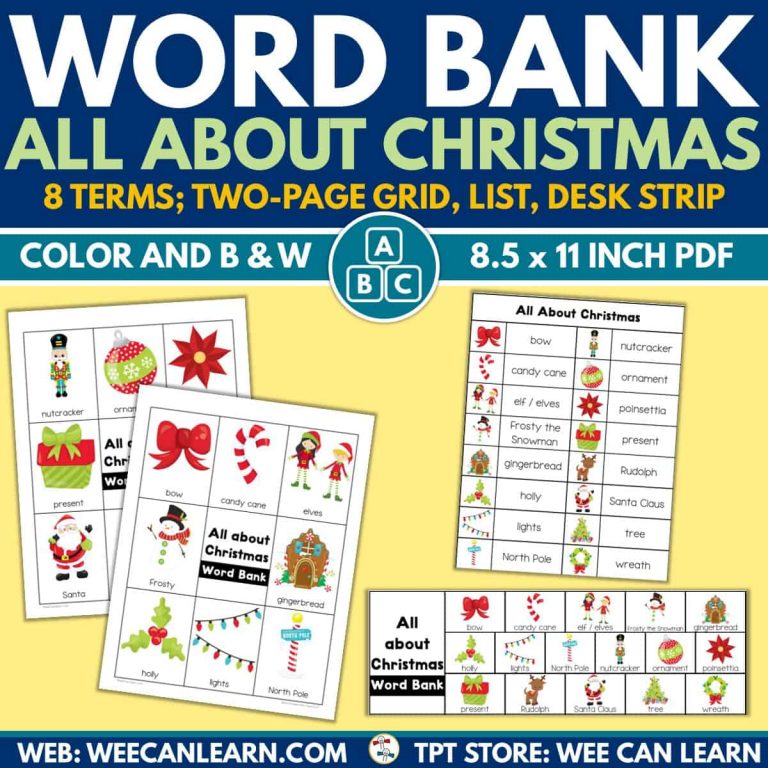 Christmas Word Lists Word Banks (All) [FREE Downloads!]