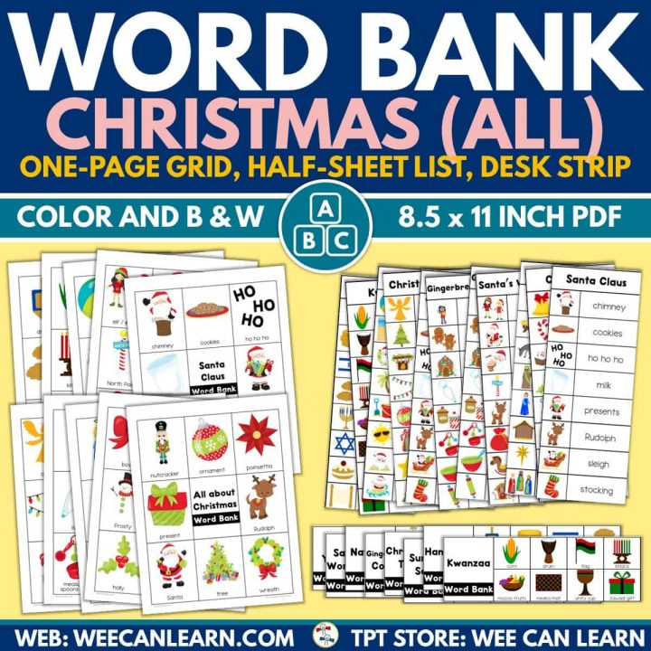 Christmas Word Lists Word Banks (All) [FREE Downloads!]