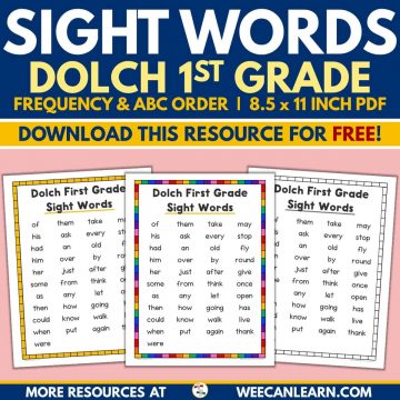 All Dolch Sight Word List (Alphabetical, Frequency) [FREE Download!]