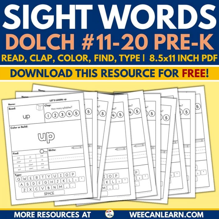 Dolch Sight Words Preschool Worksheets - Clap, Find, Type [FREE Downloads!]