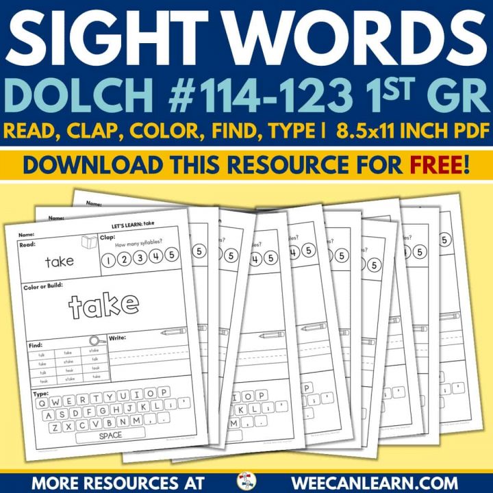 Dolch Sight Words 1st Grade Worksheets - Clap, Find, Type [FREE Downloads!]