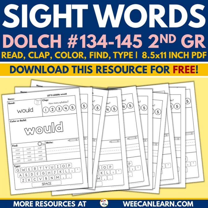 Dolch Sight Words 2nd Grade Worksheets - Clap, Find, Type [FREE Downloads!]