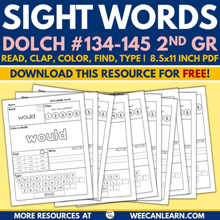 Dolch Sight Words 2nd Grade Worksheets - Clap, Find, Type [FREE Downloads!]