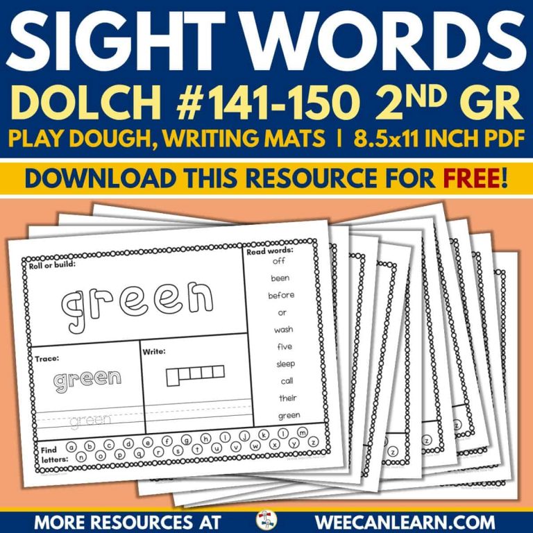 Dolch Sight Words 2nd Grade Dough Mats - Build, Write, Read [FREE ...