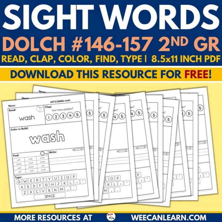 Dolch Sight Words 2nd Grade Worksheets - Clap, Find, Type [FREE Downloads!]