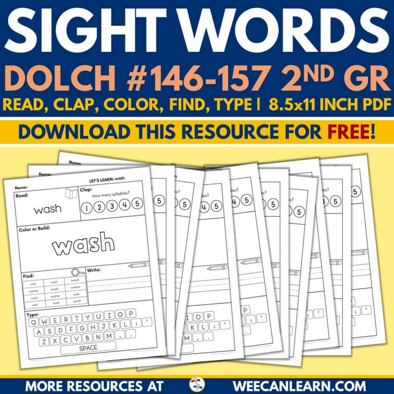 Dolch Sight Words 2nd Grade Worksheets - Clap, Find, Type [FREE Downloads!]