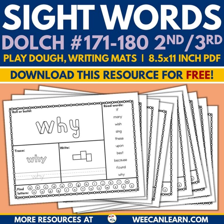 Dolch Sight Words 2nd Grade Dough Mats - Build, Write, Read [FREE ...