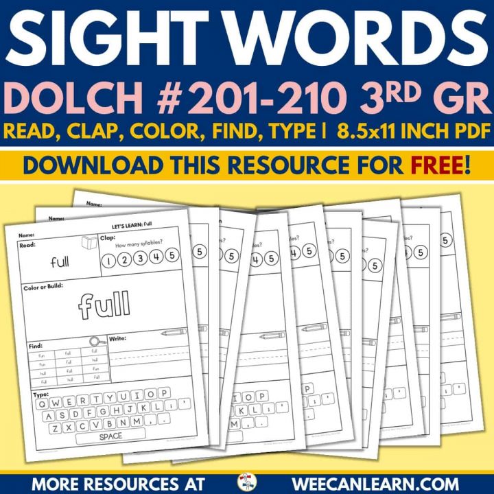 Dolch Sight Words 3rd Grade Worksheets - Clap, Find, Type [FREE Downloads!]