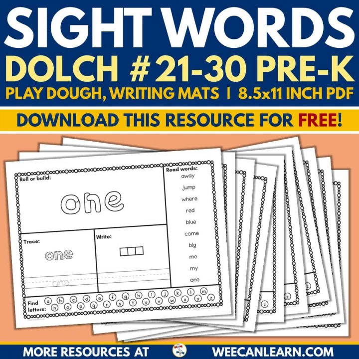 Dolch Sight Words Preschool Grade Dough Mats - Build, Write, Read [FREE ...