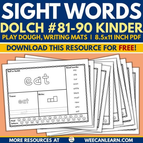 Dolch Sight Words 81-90 Dough Mats - Build, Write, Read [FREE Download!]