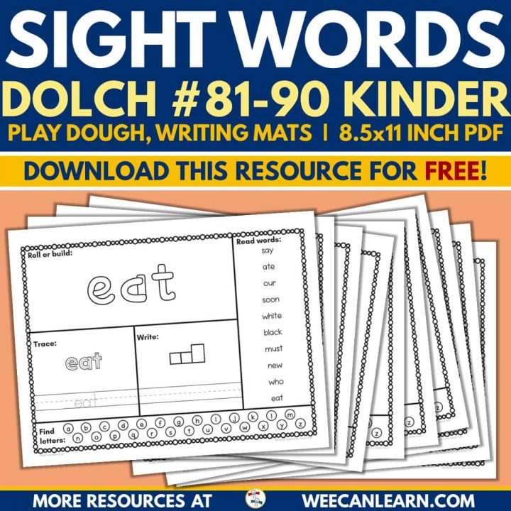 Dolch Sight Words 81-90 Dough Mats - Build, Write, Read [FREE Download!]