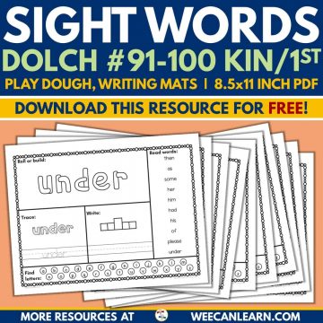 Dolch Sight Words 91-100 Dough Mats - Build, Write, Read [FREE Download!]