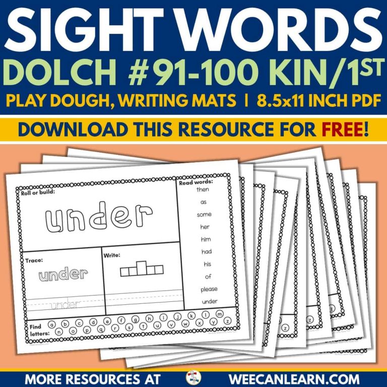 Dolch Sight Words 91-100 Dough Mats - Build, Write, Read [FREE Download!]