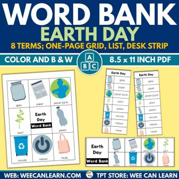Earth Day Word List Word Bank [FREE Download!]