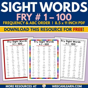 All Fry Sight Word List (Alphabetical & By Grade Level) [FREE Download!]