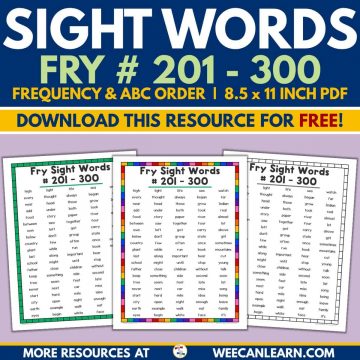All Fry Sight Word List (Alphabetical & By Grade Level) [FREE Download!]