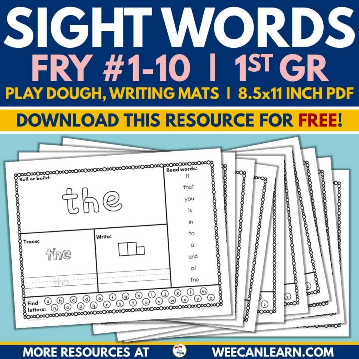 Fry Sight Words 1st Grade Dough Mats - Build, Write, Read [FREE Downloads!]