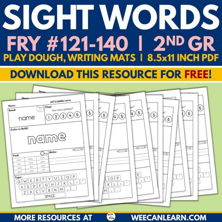Fry Sight Words 121-140 Worksheets - Clap, Find, Type [FREE Download!]