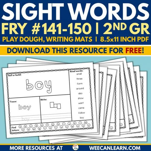 Fry Sight Words 2nd Grade Dough Mats - Build, Write, Read [FREE Downloads!]