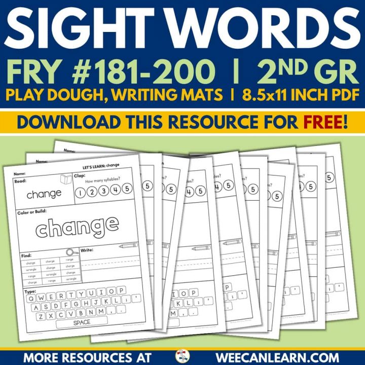 Fry Sight Words 181-200 Worksheets - Clap, Find, Type [FREE Download!]