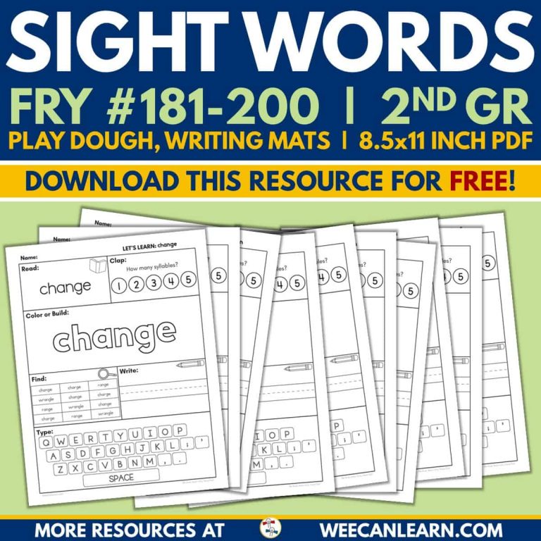 Fry Sight Words 181-200 Worksheets - Clap, Find, Type [FREE Download!]