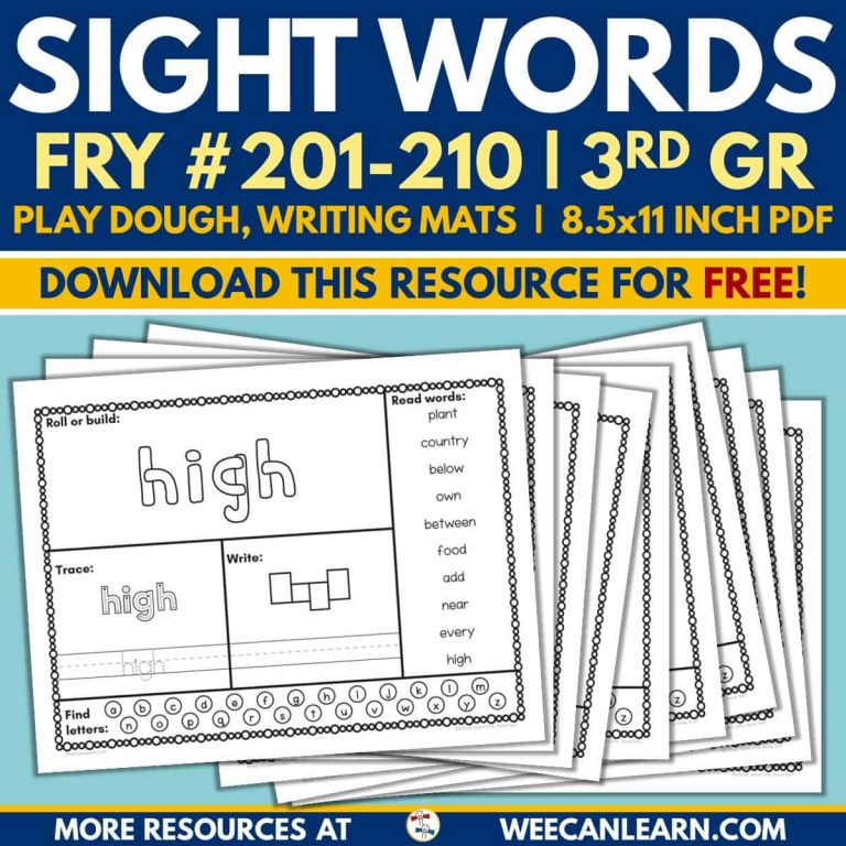Fry Sight Words 3rd Grade Dough Mats - Build, Write, Read [FREE Downloads!]