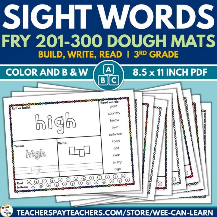 Fry Sight Words 3rd Grade Dough Mats - Build, Write, Read [FREE Downloads!]
