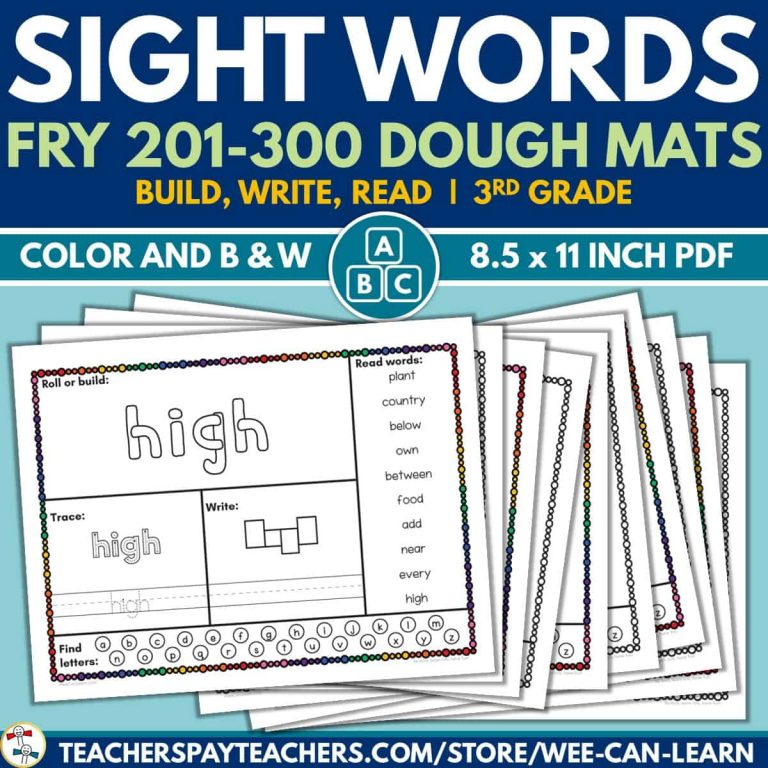 Fry Sight Words 3rd Grade Dough Mats - Build, Write, Read [FREE Downloads!]