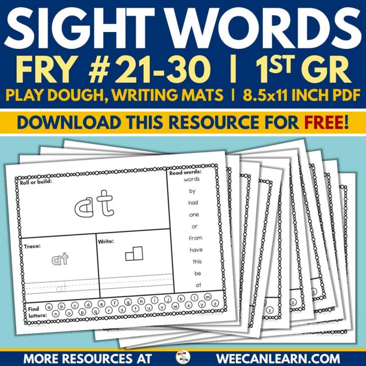 Fry Sight Words 1st Grade Dough Mats - Build, Write, Read [FREE Downloads!]