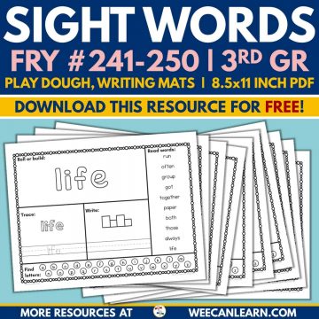 Fry Sight Words 241-250 Dough Mats - Build, Write, Read [FREE Download!]