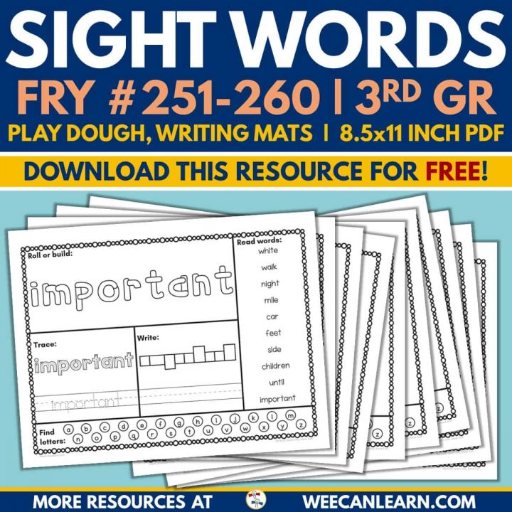 Fry Sight Words 3rd Grade Dough Mats - Build, Write, Read [FREE Downloads!]