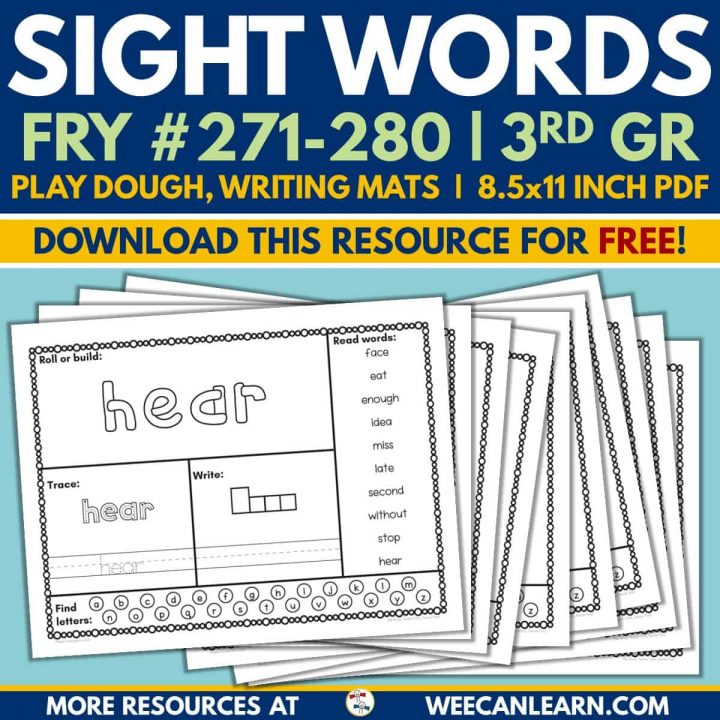 Fry Sight Words 3rd Grade Dough Mats - Build, Write, Read [FREE Downloads!]