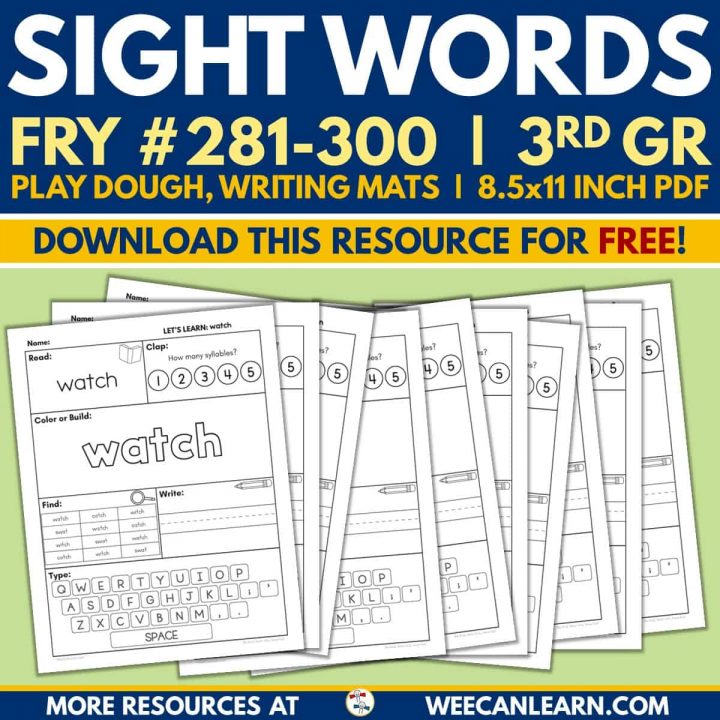 Fry Sight Words 281-300 Worksheets - Clap, Find, Type [FREE Download!]