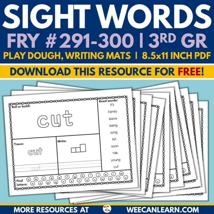 Fry Sight Words 291-300 Dough Mats - Build, Write, Read [FREE Download!]