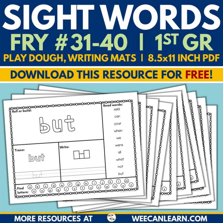 Fry Sight Words 1st Grade Dough Mats - Build, Write, Read [FREE Downloads!]