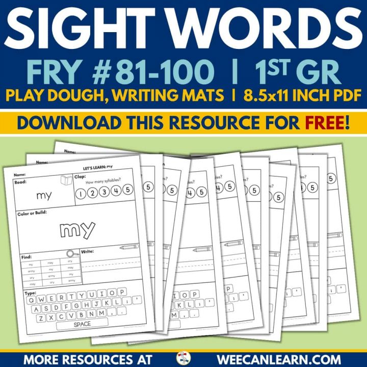 Fry Sight Words 81-100 Worksheets - Clap, Find, Type [FREE Download!]