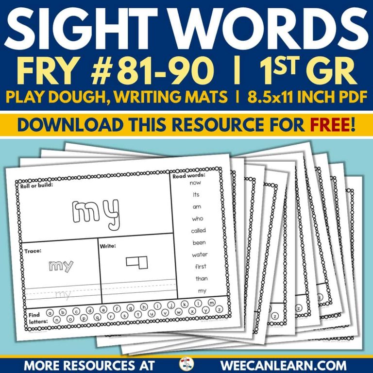 Fry Sight Words 1st Grade Dough Mats - Build, Write, Read [FREE Downloads!]