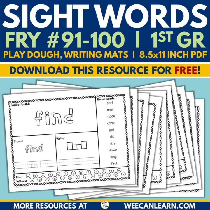 Fry Sight Words 1st Grade Dough Mats - Build, Write, Read [FREE Downloads!]