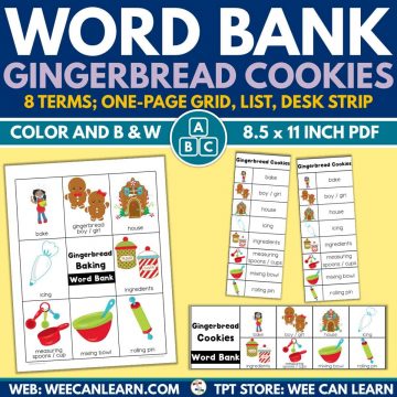 Gingerbread Cookies Word List Word Bank [FREE Download!]