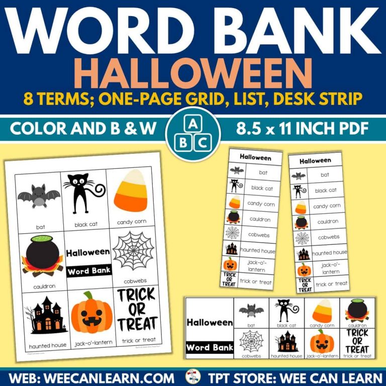 Halloween Word List Word Bank [FREE Download!]