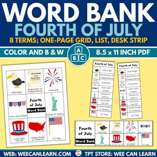 Fourth of July Word List Word Bank [FREE Download!]