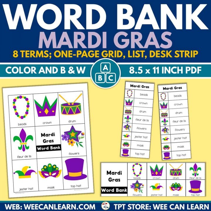 Mardi Gras Word List Word Bank [FREE Download!]