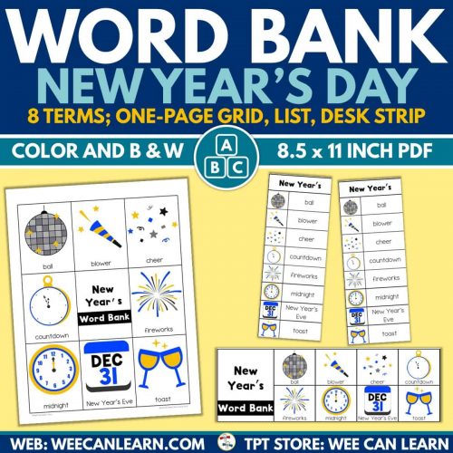 New Year's Word List Word Bank [FREE Download!]